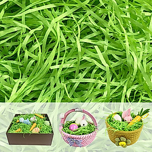 Dolkoic 1LB Easter Green Grass Raffia Grass Large Pack Green Recyclable Shred Paper for Easter Gift Basket Filler Easter Party Decoration Wrapping Basket Filling