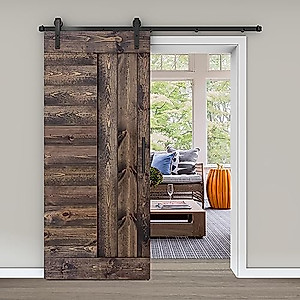 Sliding Barn Door 36 in x 84 in, Made-in-USA, Customizable Solid Wood Barn Door Included 6.25ft Hardware Kit and Pull Handle, Easy Assembly Dark Brown, Rosaic Series