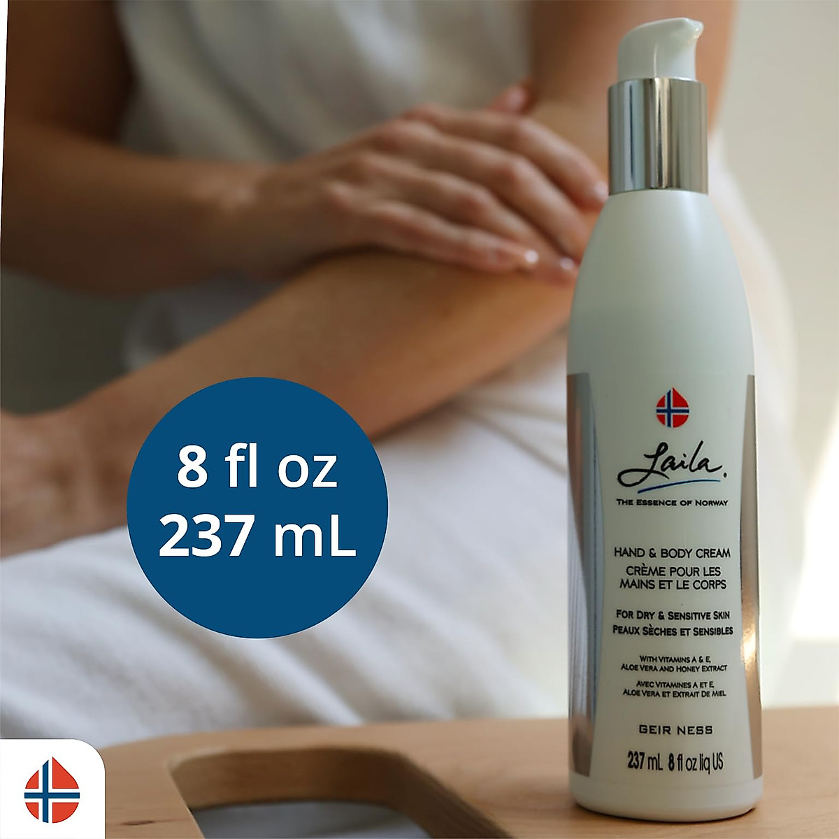 Geir Ness Laila Hand & Body Cream - Skin Moisturizing and Nourishing Formula for Soft and Smooth Hands - Vitamin A & E, Aloe Vera and Honey Extract