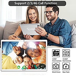 Android 11.0 Tablet, 2023 Latest 2 in 1 Tablet 10.1 Inch, 4G Cellular Tablet with Keyboard, 64GB+4GB Storage, Octa-Core Processor, 2 Sim Slot, 13MP Camera, Mouse/Stylus/GPS/WiFi/Bluetooth (Silver)