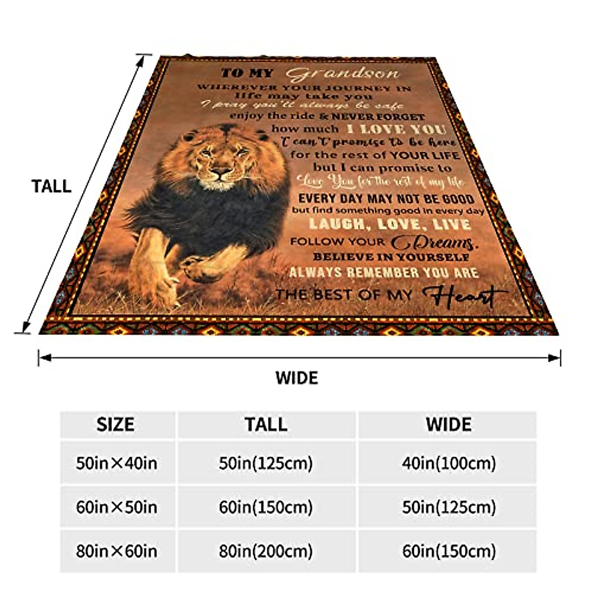 AJIIUSV Grandson Gifts Blanket from Grandma Grandpa Birthday Gifts for Grandson Throw Blankets to Grandson from Grandparents Thanksgiving Valentines Day Graduation Gifts 50"x60"