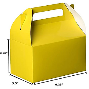 Party Favors Paper Treat Boxes (10 Pack) Yellow Colored Paper Containers & Boxes Treat Container Cookie Boxes Cute Designs Perfect for Parties and Celebrations 6.25" x 3.75" x 3.5"