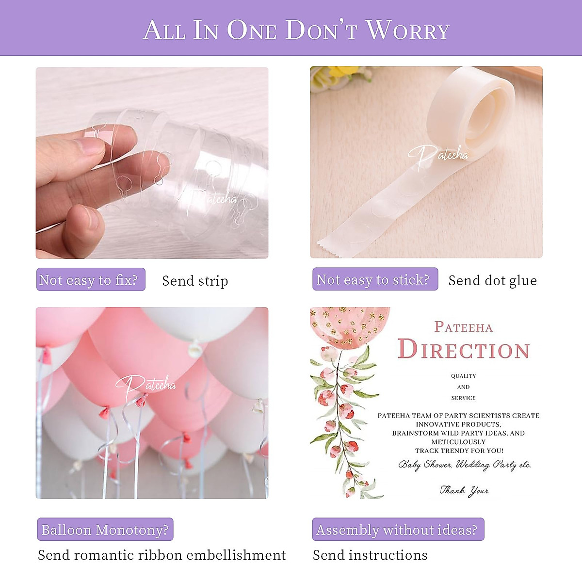 Pateeha Purple Balloon Garland Kit 140 Pcs Lavender White Silver Balloon Arch Butterfly Stickers 12Pcs for Birthday Bridal Shower Purple Baby Shower Decorations for Girl