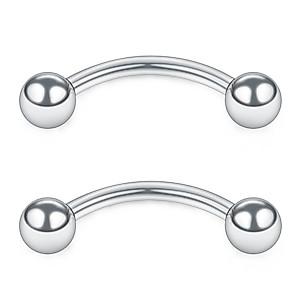SCERRING 16G Curved Barbell Nipplerings Snake Eyes Tongue Ring Piercing Stainless Steel 9/16Inch 12PCS