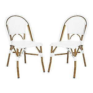 Safavieh Home Collection Hooper Indoor-Outdoor Stacking Side Chairs | Black & White | Set of 2