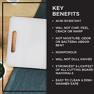 Strictly Sinks Acrylic Cutting Board - Non Slip Cutting Board for Meat, Vegetables & Fruits, Large Dishwasher Safe Cutting Board with Handle - Over the Sink Cutting Board (17-3/8" x 11" x 7/8") White