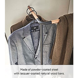 YAMAZAKI Home Tower Magnetic Entryway Organizer For Umbrellas Or Bags, Mudroom Wall Storage With Tray And Wooden Dowel, 63" - Steel + Wood