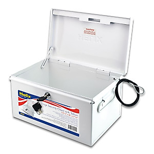 Helix - All-Metal Lockable Drugs Security Chest - Secure Medication Storage - Wall Mountable - Metal Tether Included