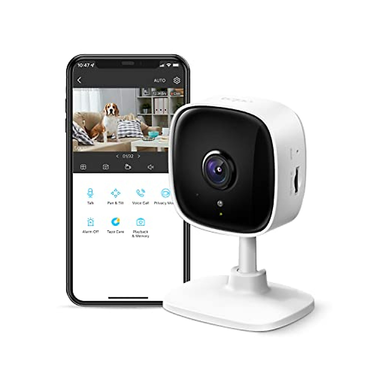 TP-Link Tapo 1080P Indoor Security Camera for Baby Monitor, Dog Camera w/ Motion Detection, 2-Way Audio Siren, Night Vision, Cloud & SD Card Storage, Works w/ Alexa & Google Home (Tapo C100)