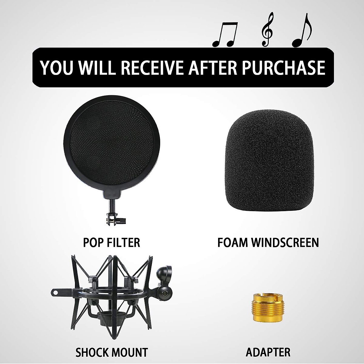ATR2500X Shock Mount with Pop Filter and Foam Windscreen to Reduce Vibration Noise Matching Mic Boom Arm Stand for Audio-Technica ATR 2500X and ATR2500 USB Condenser Microphone by YOUSHARES