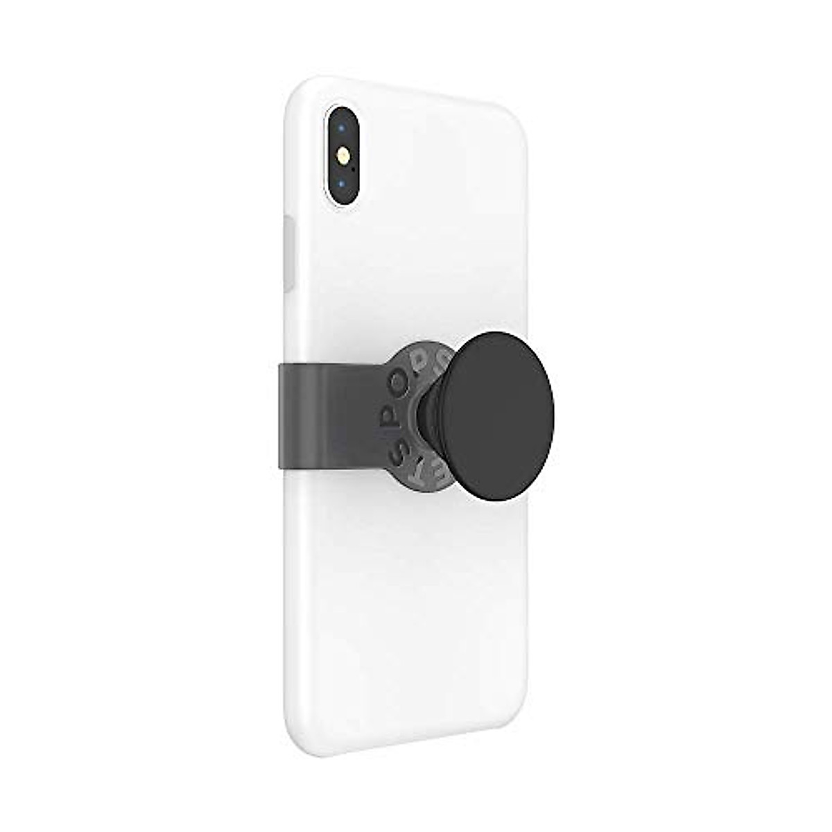 PopSockets: PopGrip Slide Non-Adhesive Phone Grip & Stand with a Swappable Top for iPhone X/XS Silicone Case - Black Haze