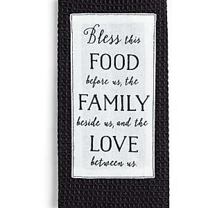 DEMDACO Blessing Food Family Black and White Stripe 68 inch 100% Cotton Dish Towel Boa