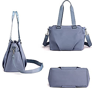 Lavogel Triple Compartment Tote Shoulder Bag Nylon Crossbody Purse For Women Lightweight Purses and Handbags (Black)