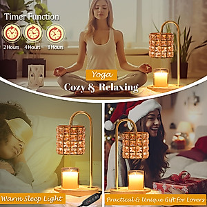 PIZHLO Candle Warmer Lamp, Wax Warmer Lamp with 2 Bulbs, Timer & Dimmer 7-Levels, Candle Top Melting Compatible Jar Candles, Glass Candle Heater Lamp for Scented Wax, Gifts for Mom Home Decor (Amber)