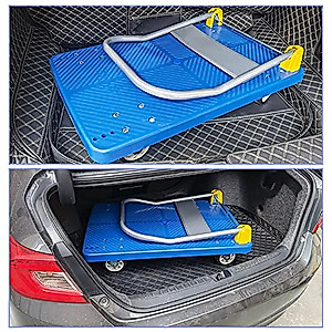 YSSOA Platform Truck with 880lb Weight Capacity and 360 Degree Swivel Wheels, Foldable Push Hand Cart for Loading and Storage, Blue