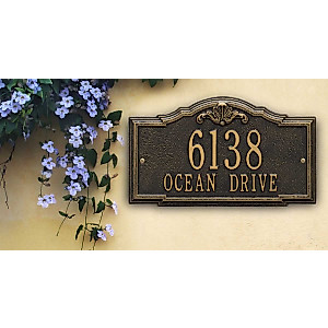 Whitehall™ Personalized Cast Metal Address plaque -THE GATEWOOD Plaque. Made in the USA. BEWARE OF IMPORT IMITATIONS. Display your address and street name.
