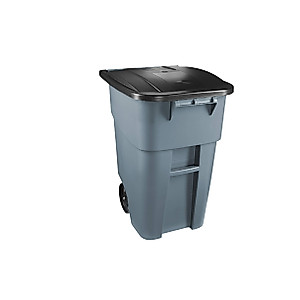 Rubbermaid Commercial Products Brute Rollout Trash/Garbage Can/Bin with Wheels, 50 GAL, for Restaurants/Hospitals/Offices/Back of House/Warehouses/Home, Gray (FG9W2700GRAY)
