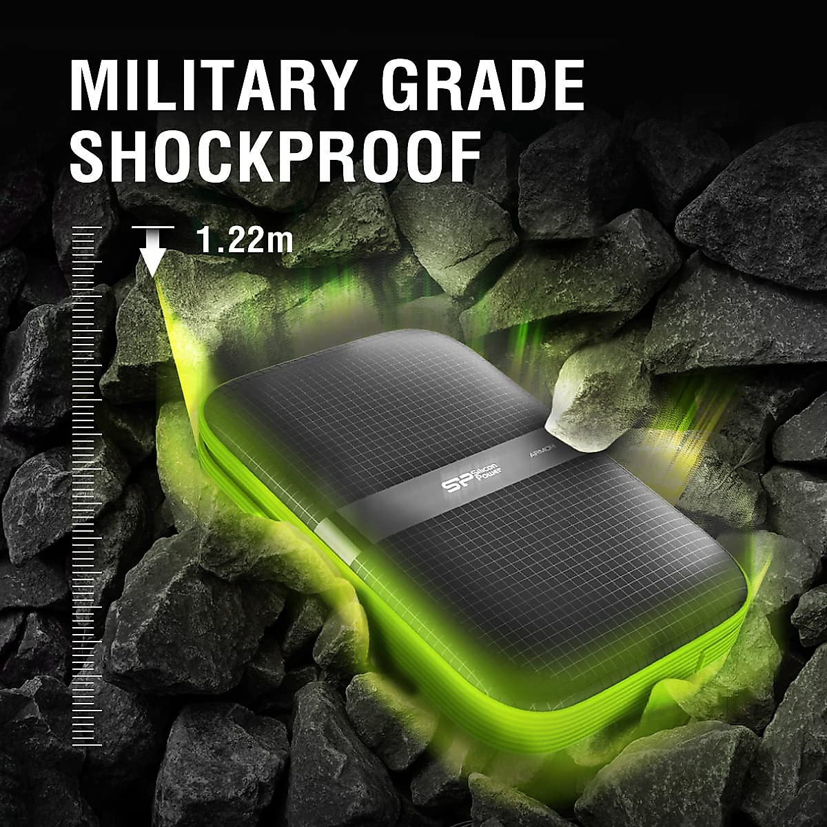 Silicon Power Black 1TB Rugged Portable External Hard Drive Armor A60, Shockproof USB 3.0 for PC, Mac, Xbox and PS4, Black