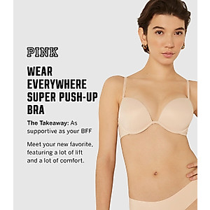 Victoria's Secret Pink Wear Everywhere Super Push Up Bra, Padded, Smoothing, Bras for Women, Beige (34B)