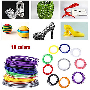 10 Colors 1.75mm 3D Printer Filament, Safety 3D Printer PCL Filament, High-Precision Diameter Filament, Each Color 16.4 Feet
