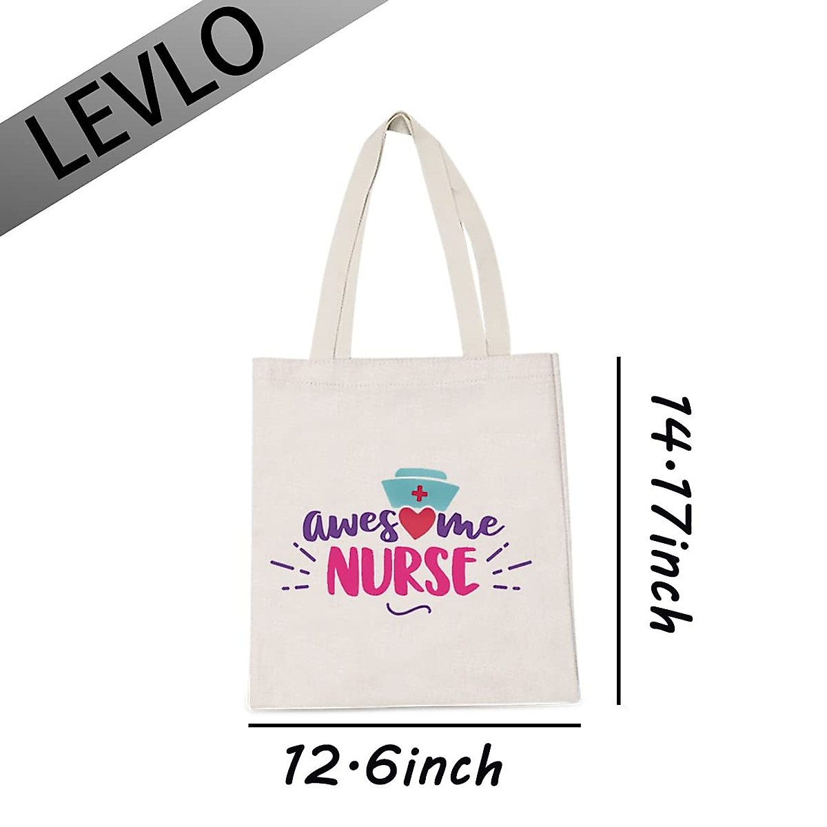 LEVLO Best Nurse Gift Awesome Nurse Shopping Bag Birthday Present Nurse Tote Bags (Awesome Nurse)