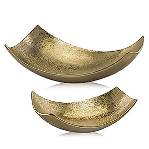 Modern Day Accents 3533 Cucha Large Scoop Gold Bowl, Shiny, Aluminum, Tabletop, Accent Piece, Centerpiece, Fruit Bowl, Fruit Holder, Potpourri Bowl Home Office or Room Decor 17.25"L x 9.75"W x 5.5"H