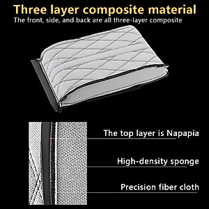 Yavozokl Car Center Console Cover, Leather Arm Rest Cover for Car, Car Armrest Storage Box Cover Mat, Center Console Lid, Car Interior Accessories for Vehicle, SUV, Truck, Car ([Thick]-Wave Black)