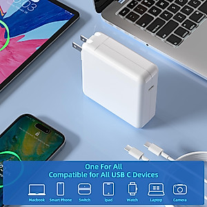 Mac Book Pro Charger - 160W USB C Fast Charger Power Adapter Compatible with New MacBook Air 13 Inch & MacBook Pro 16, 15, 14, 13 Inch 2021 2020 2019 2018, 6.6ft USB C to C Charge Cable