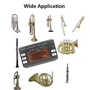 Musedo MT-40W 3-in-1 Digital Wind Instrument Tuner Metronome Tone Generator for Chromatic, Sax, Flute, Clarinet, Windwood. Battery Included (Black)