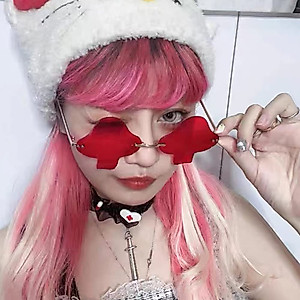 ENTHYI Mushroom Shape Sunglasses for Women Irregular Rimless Eyewear Retro rave Party halloween Sun Glasses