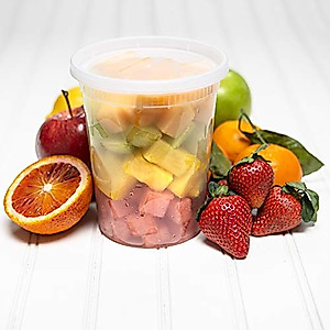 32-Ounce Clear Deli Containers with Lids | Stackable, BPA-Free Food Storage Container Set | Recyclable Space Saver Airtight Container for Kitchen Storage, Meal Prep, Take Out | 30 Pack