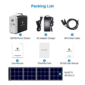 BLUETTI EB150 Solar Generator with 2PCS 200W Solar Panel SP200 Included,Portable Power Station 1000W AC Inverter for Home Use Lithium Battery Backup Solar Bundle Kit for Power Outage Outdoor Camping