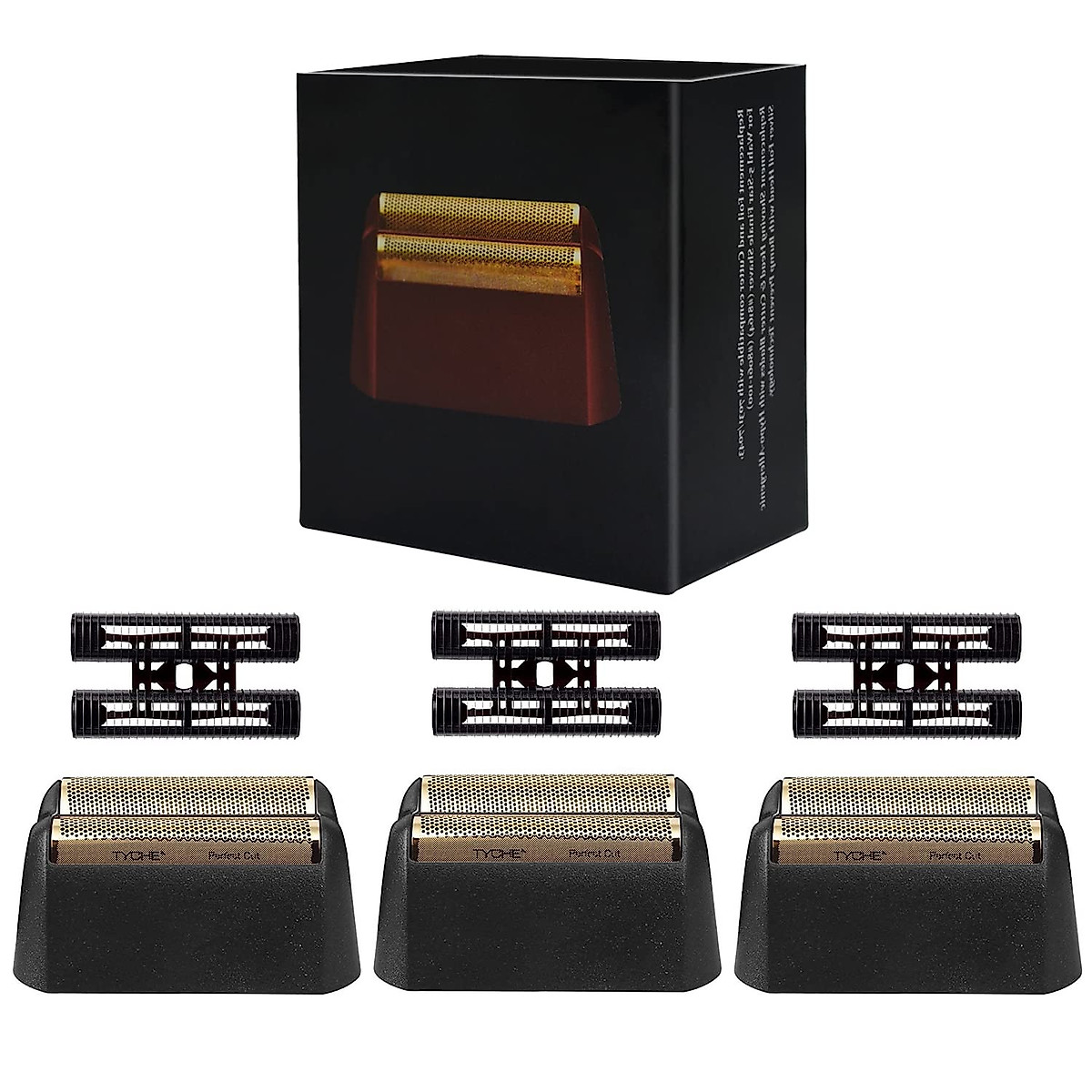 Professional 5 Star Series Finale Shaver Replacement Foil and Cutter Bar Assembly Compatible with wahl Foil Heads 7031-100/7043-100,Fit for #8061 8164 shaver (black 3 pack)