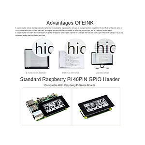 waveshare 2.13inch Touch e-Paper HAT 250×122 Pixels Black White e-Ink Display Module eink Screen for Raspberry Pi 4B/3B+/3B/2B/Zero/Zero W/Zero WH, SPI Interface,Partial Refresh