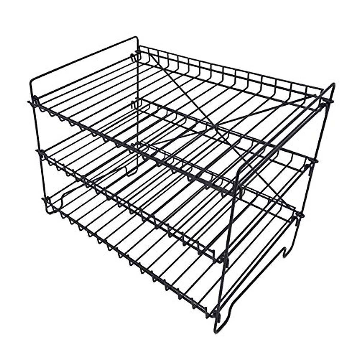 FixtureDisplays® 16" x 12.5" x 10" Wire Rack for Countertop Use with 3 Open Shelves, Black 10085-NPF