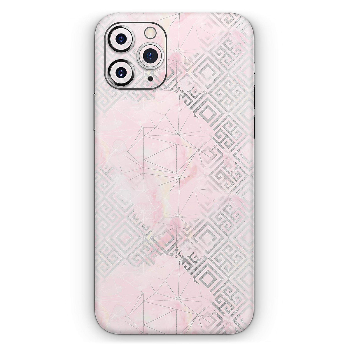 Design Skinz Karamfila Silver & Pink Marble V12 - DesignSkinz Protective Vinyl Decal Wrap Skin Cover Compatible with The Apple iPhone 11 (Full-Body, Screen Trim & Back Glass Skin)