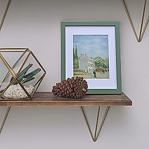 Muzilife 11x14 Wood Picture Frame Flat Display Pictures 8x10 with Mat or 11x14 Without Mat for Wall 2pcs, Green