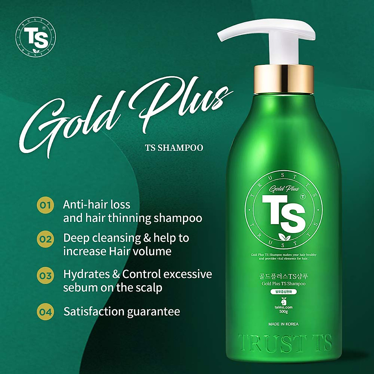 Gold Plus TS Shampoo for Anti-Thinning Biotin Shampoo(16.9 Fl Oz) Luxury Gold Biotin Ingredients | For Damaged, Dry, Thin Hair | Silicone Free