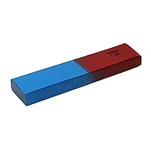 Bar Magnets, Set of 2 - Red & Blue, North/South Poles - Chrome Steel - Includes Keepers - Perfect for Physics Classrooms & Magnetism Experiments - Eisco Labs