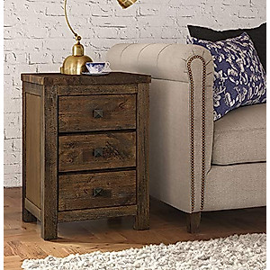 Finch Stratford Farmhouse Wooden Nightstand with 2 Drawers, Bedside End Table, Space Saving Design, Rustic Brown
