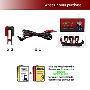 Ear Clip Electrode Wire for TENS Vagus Stim and CES Device, Double Side Soft Silicone Black