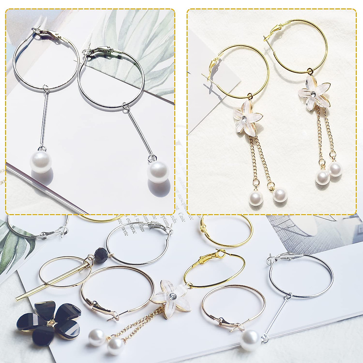 FANMAOUS 60Pcs Hoop Earring Findings Stainless Steel Earrings Beading Round Earrings Hypoallergenic Hoop Earrings Open Beading Hoop for Jewelry Making DIY Crafts Art Creation Girl