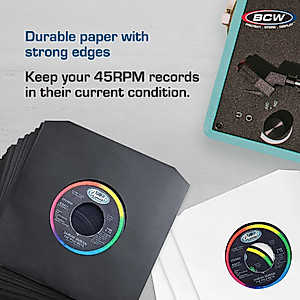 BCW 7 Inch Vinyl Record Paper Inner Sleeves - Angle Cut Corners - White | Pack of 50 | Protective LP Album Sleeves for Vinyl Storage and Preservation | Compatible with 45 RPM Album
