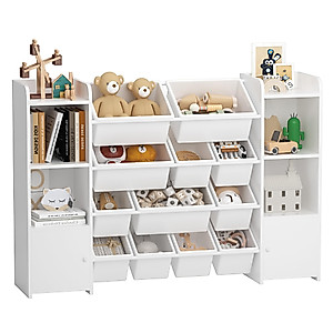 Large Toy Storage Organizer with 12 toy storage bins, Toy Organizers and Storage with 6 Storage Cubbies, kids bookshelf and toy storage, Perfect for Toddler Playroom Organization and Storage Bins Wh8