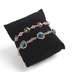 RJ Displays-12 piece pack Black Velvet Jewelry Display Pillow for Bracelet, Watch, Anklet, Bangle, Dangle Earring and Necklace- Size 3.50" x 3.0" inch (12)