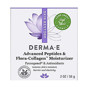 DERMA E Advanced Peptides and Collagen Moisturizer – Double Action Collagen Face Cream with Peptide Complex – Intense Moisture Day and Night Cream for Women – Natural Collagen Cream, 2oz