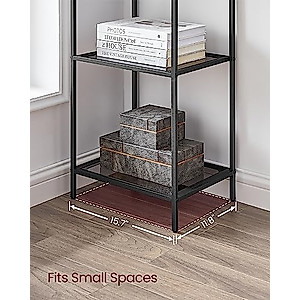 VASAGLE Bookcase, 6-Tier Bookshelf, Slim Shelving Unit for Bedroom, Bathroom, Home Office, Tempered Glass, Steel Frame, Black and Gray ULGT500G01