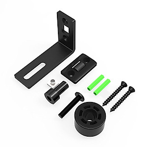 Adjustable Floor Guide for Sliding Barn Door Bottom Roller Wall Mount Double Wheel No Punching Required System, Black 1 Pack, Smoothly and Quietly, Easy to Install