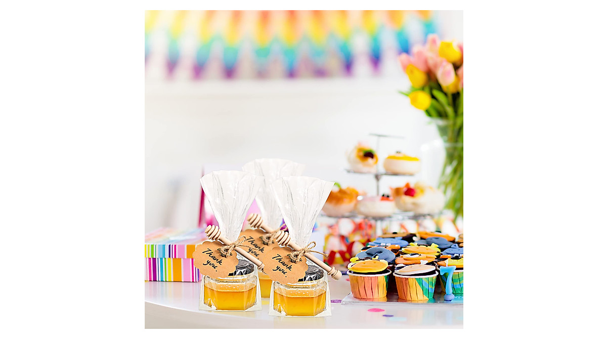 Shappy 96 Pcs Wood Honey Dipper Set for DIY Gifts