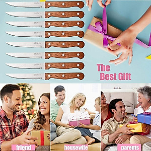 Steak Knives Set of 8 Utility Knives Steak Knife Cutlery Utensil Serrated Edge Steel…